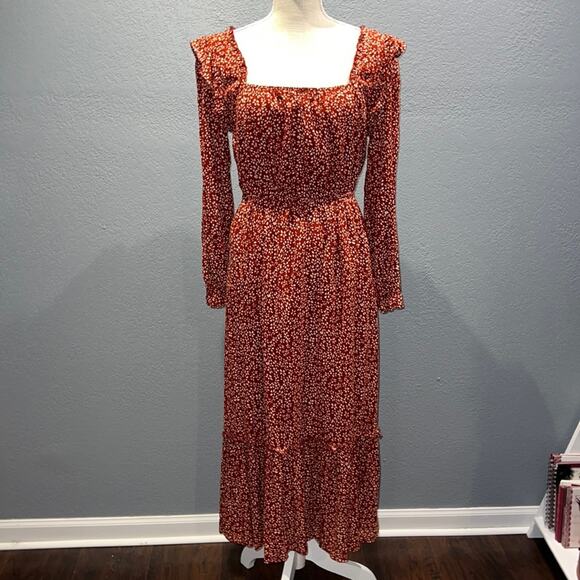 Hayden | Dresses | Hayden Square Neck Floral Flowy Ruffle Maxi Dress ...